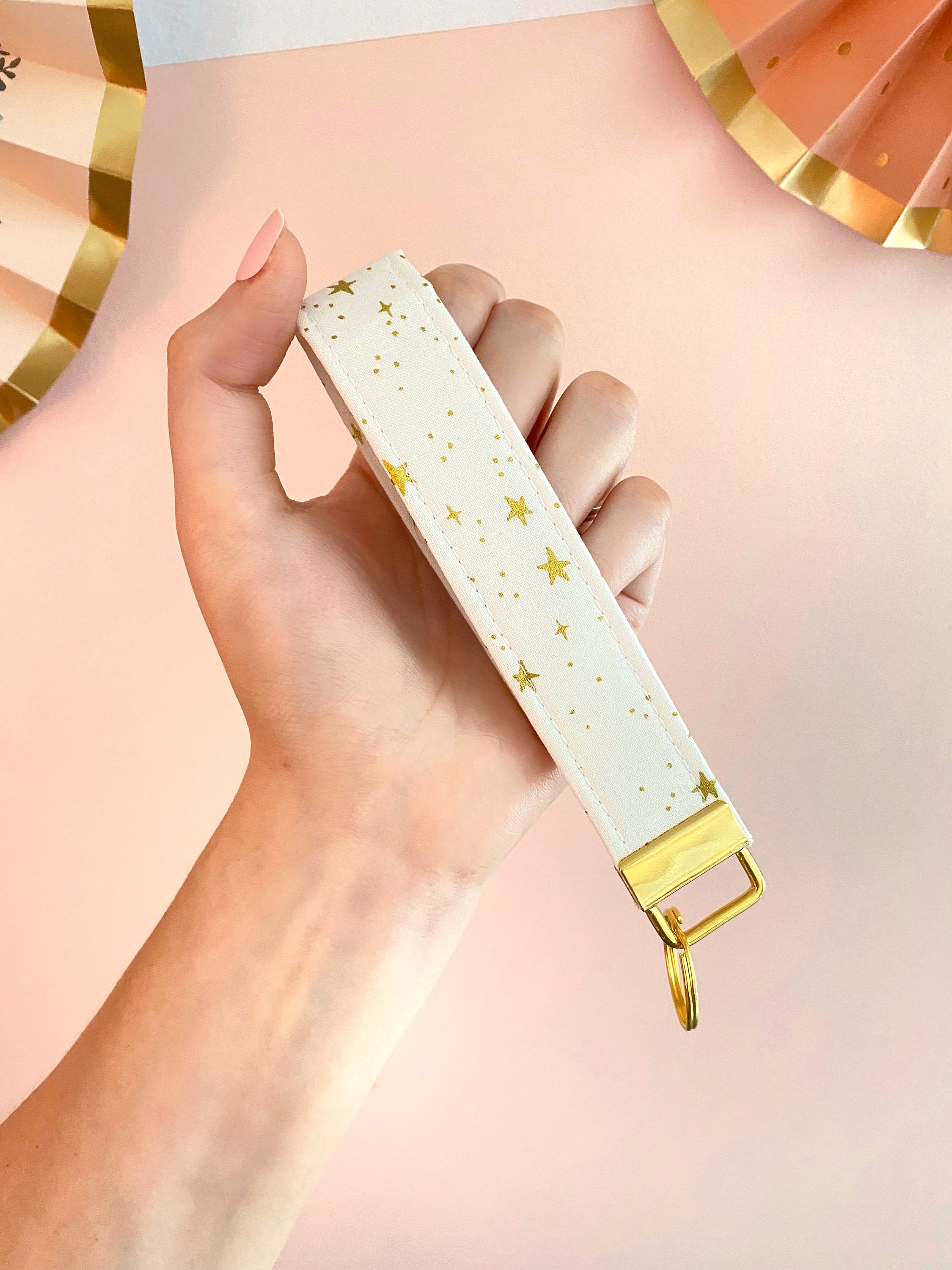 Wristlet Keychain Gold Key Fob Wristlet Star Keychain - Etsy