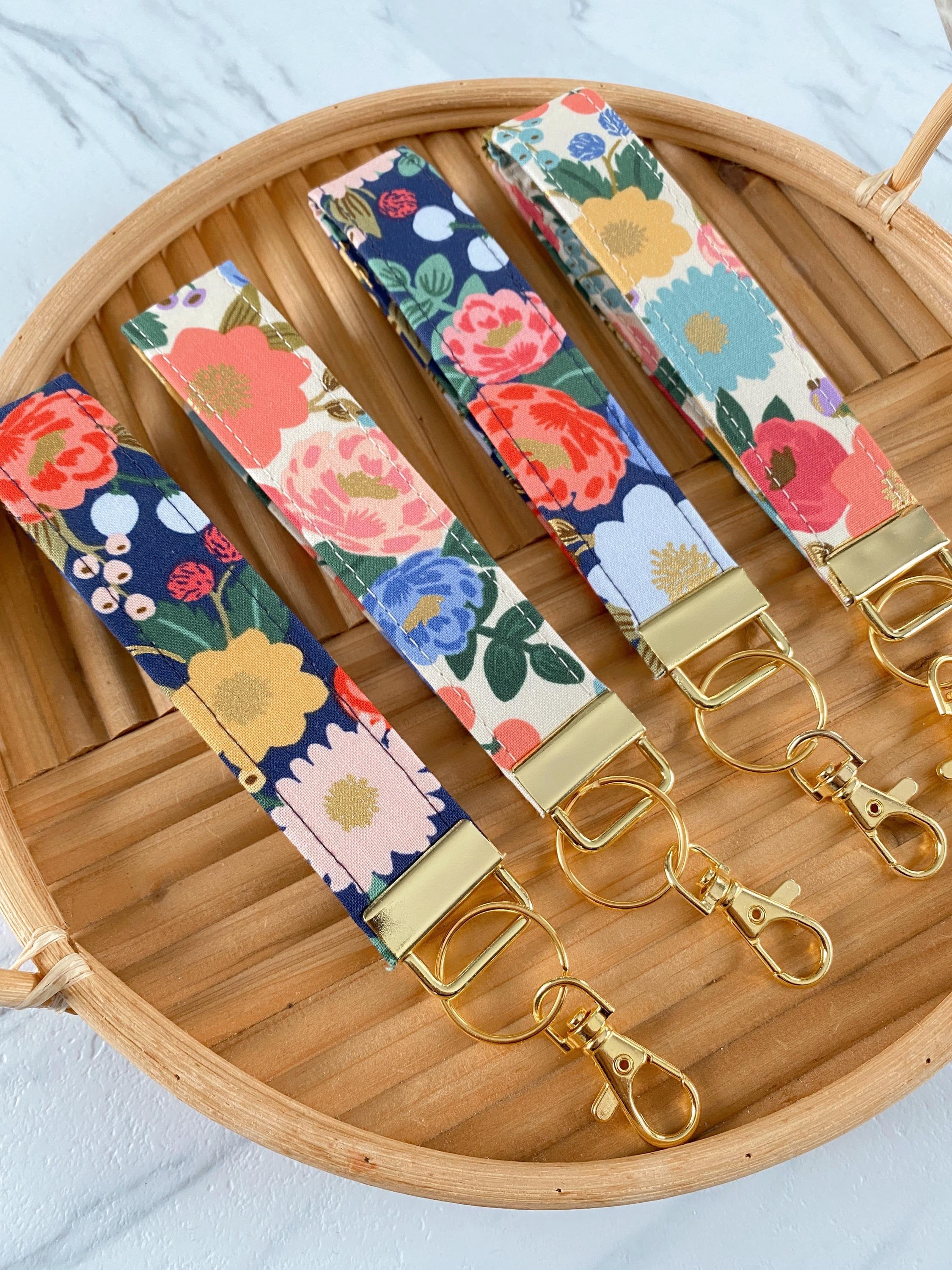 Rifle Paper Co Wristlet Keychain, Gold Key Fob Wristlet for Her ...