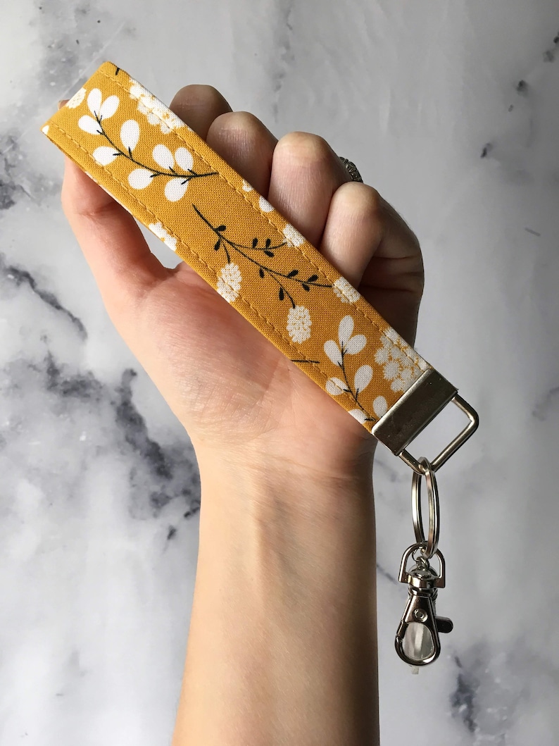 Gold Floral Key Chain for Woman Yellow Key Fob Wristlet - Etsy