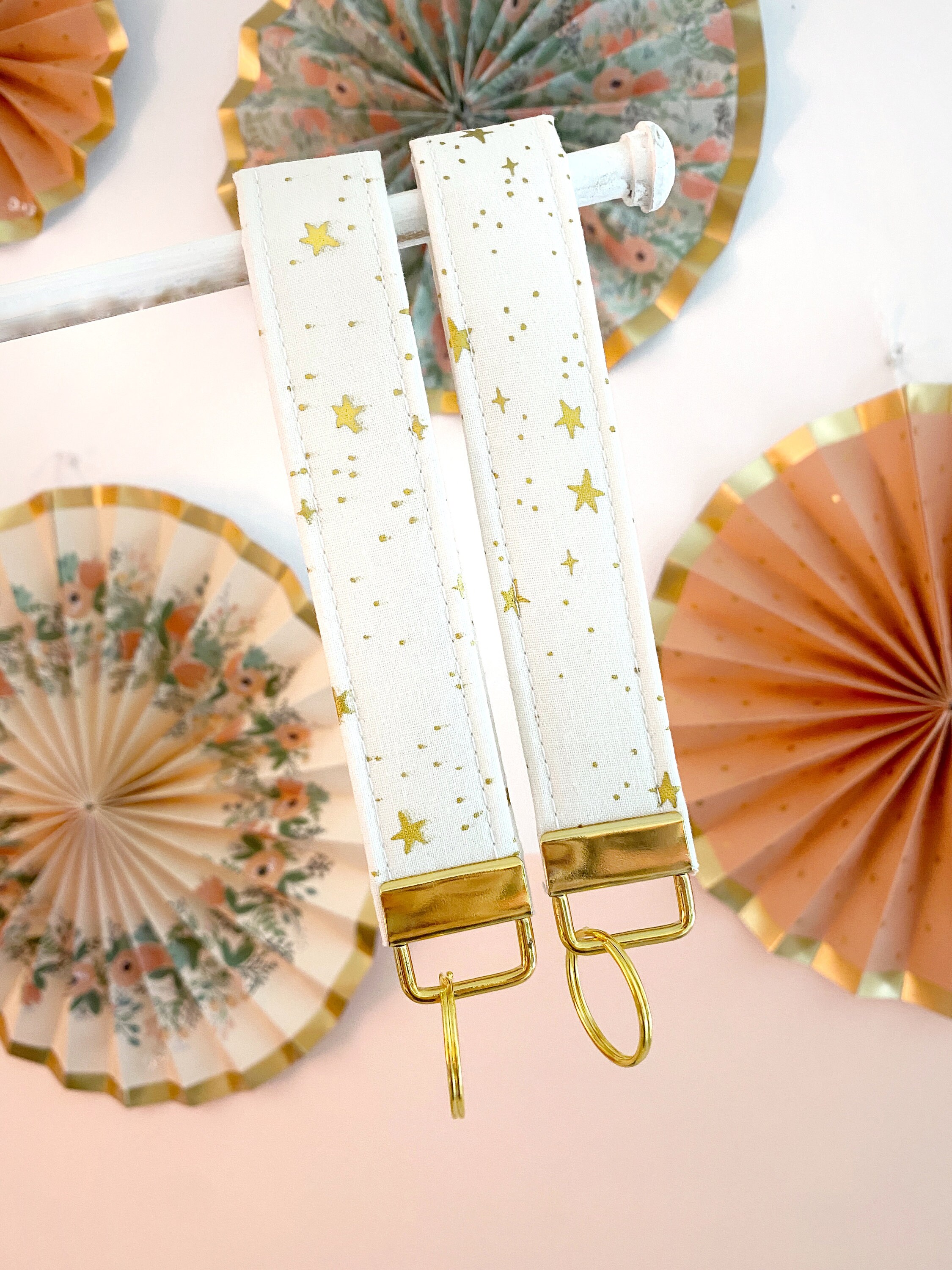 Wristlet Keychain Gold Key Fob Wristlet Star Keychain - Etsy