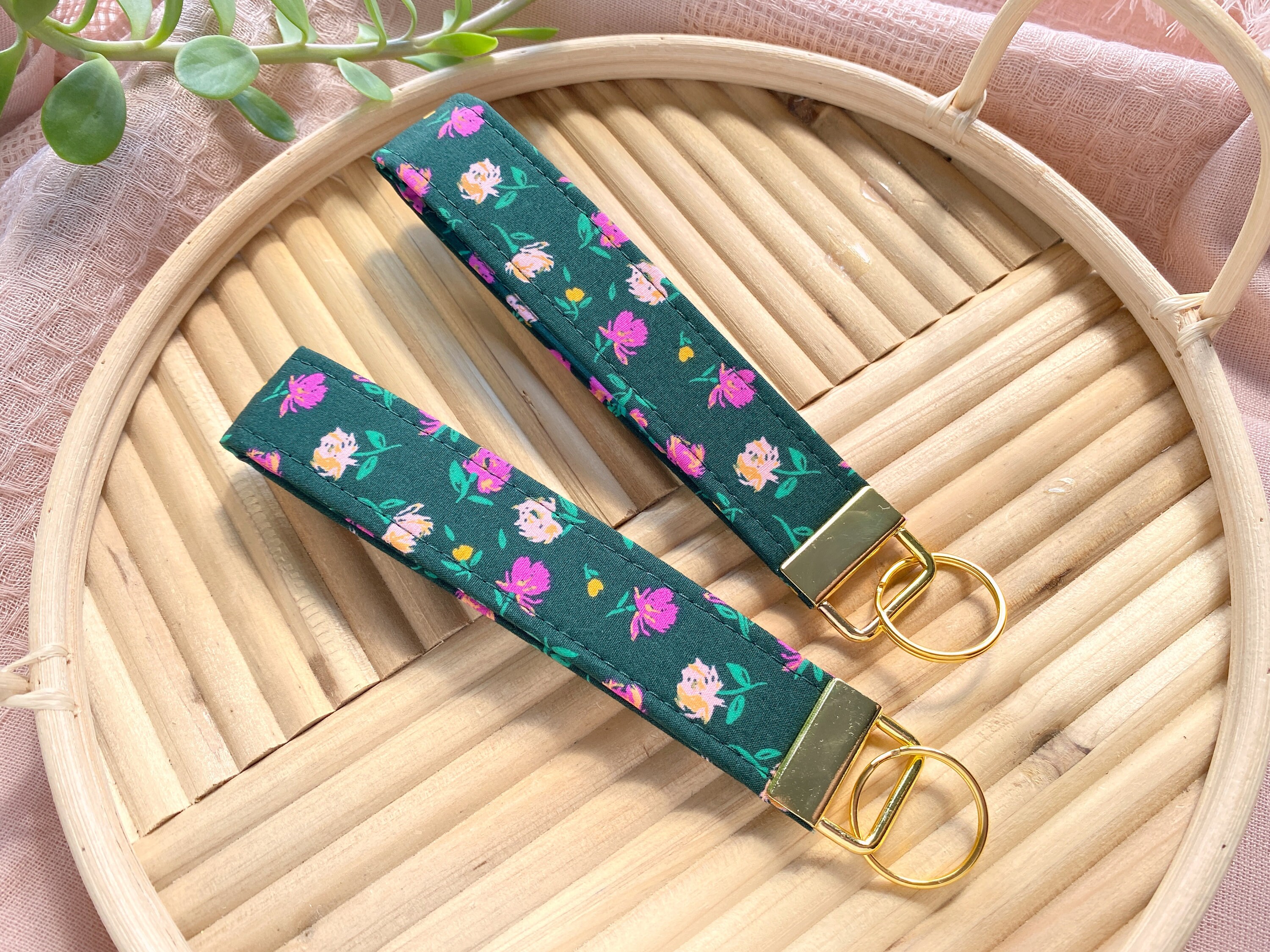 Modern Keychain for Woman Floral Wristlet Keychain Gold Key | Etsy