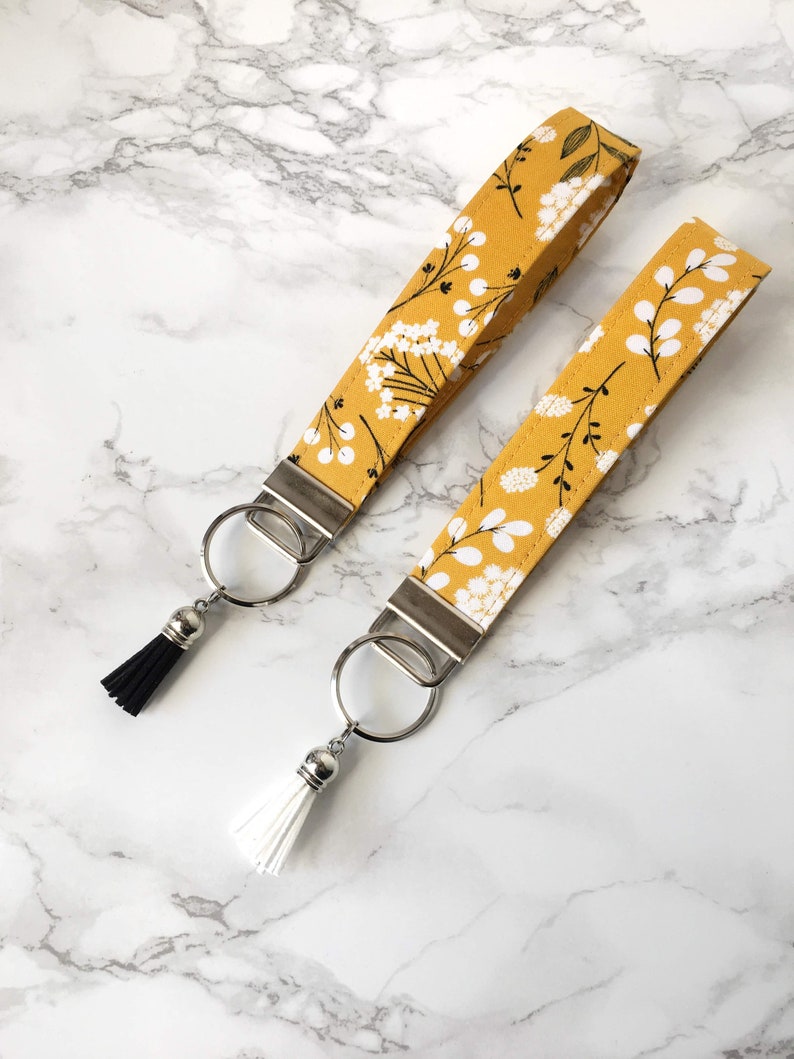 Gold Floral Key Chain for Woman Yellow Key Fob Wristlet - Etsy