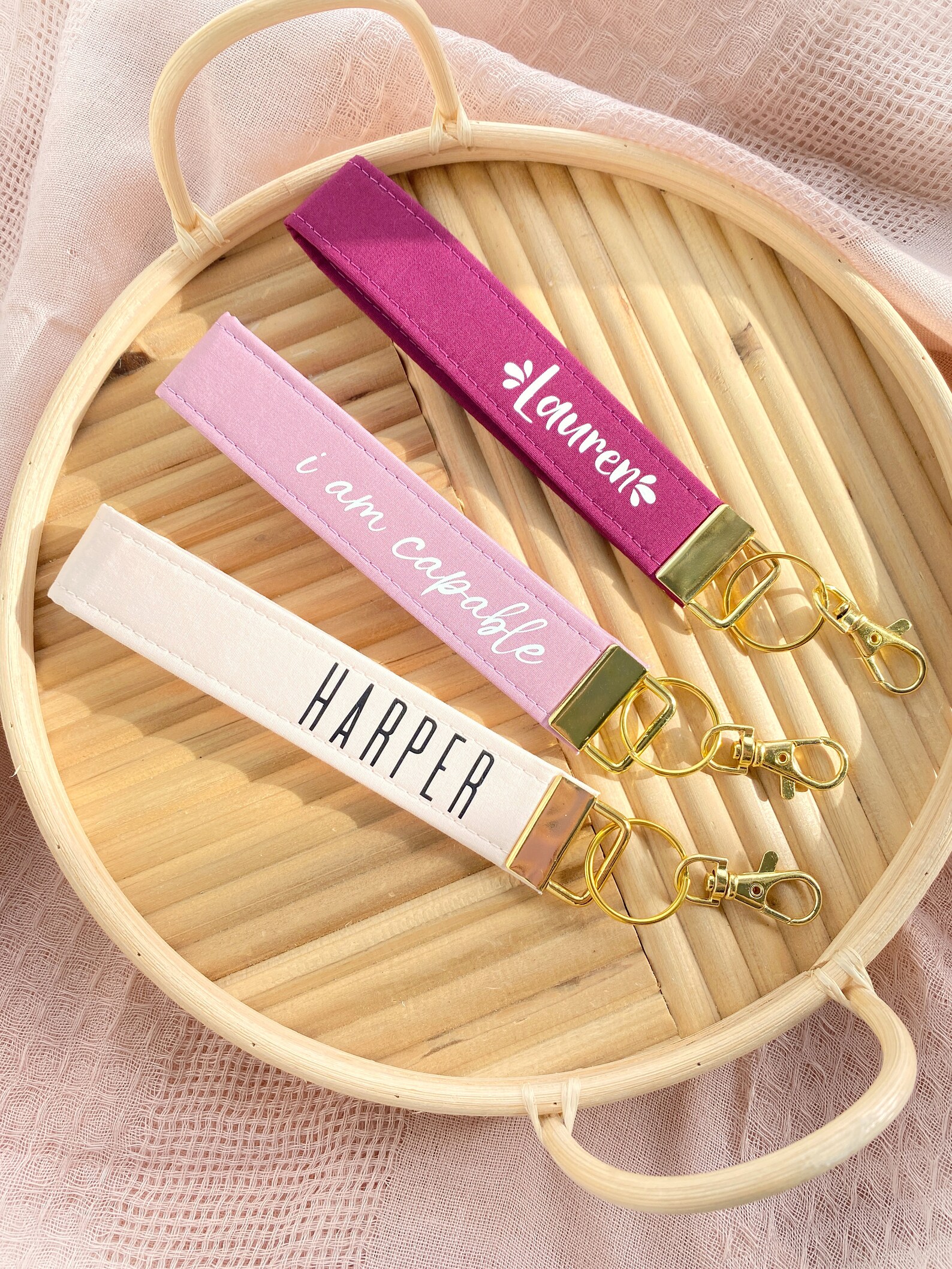 Personalized Name Keychain Wristlet for Women Cute Sweet - Etsy