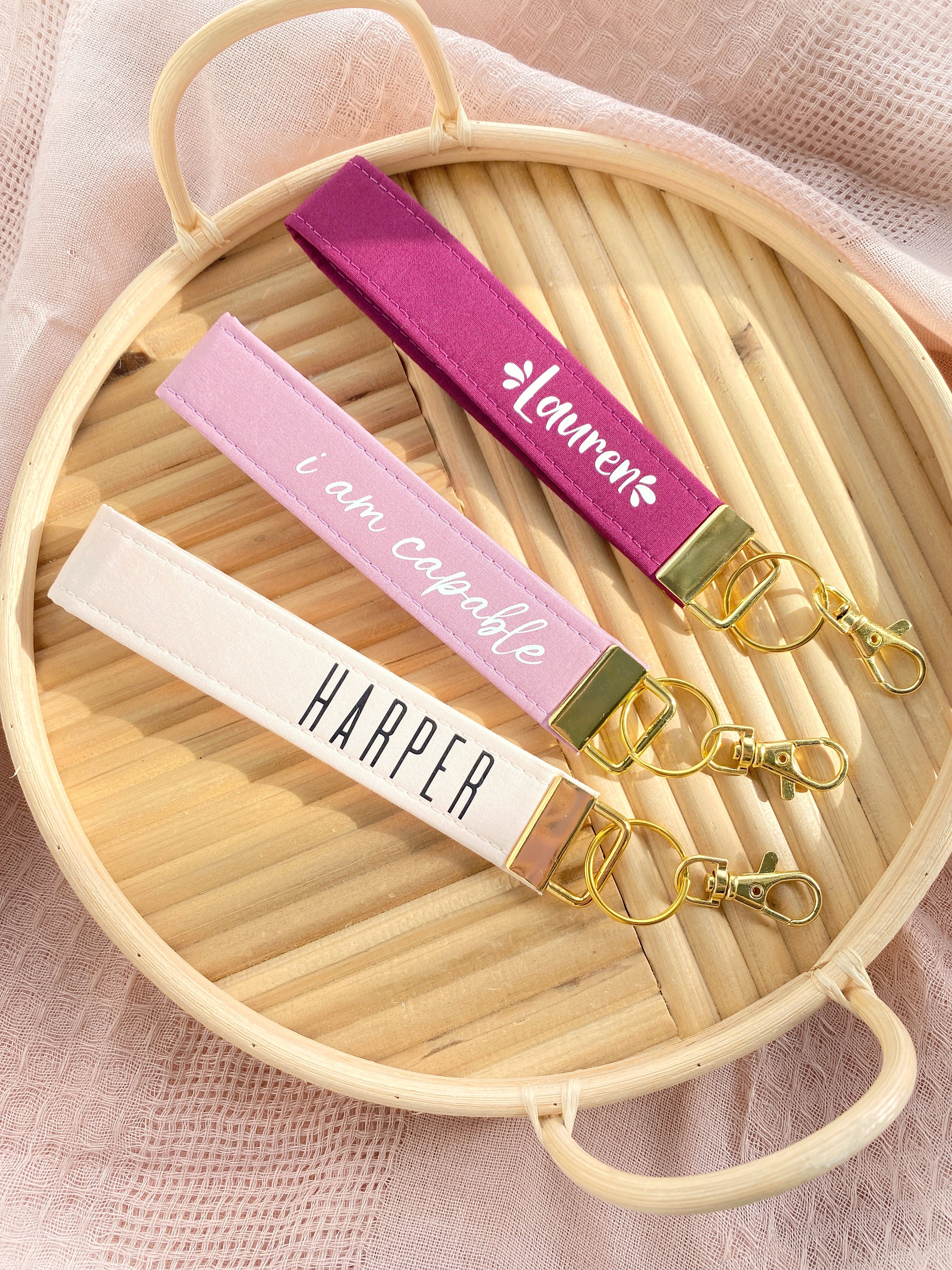 Personalized Name Keychain Wristlet for Women Cute Sweet - Etsy