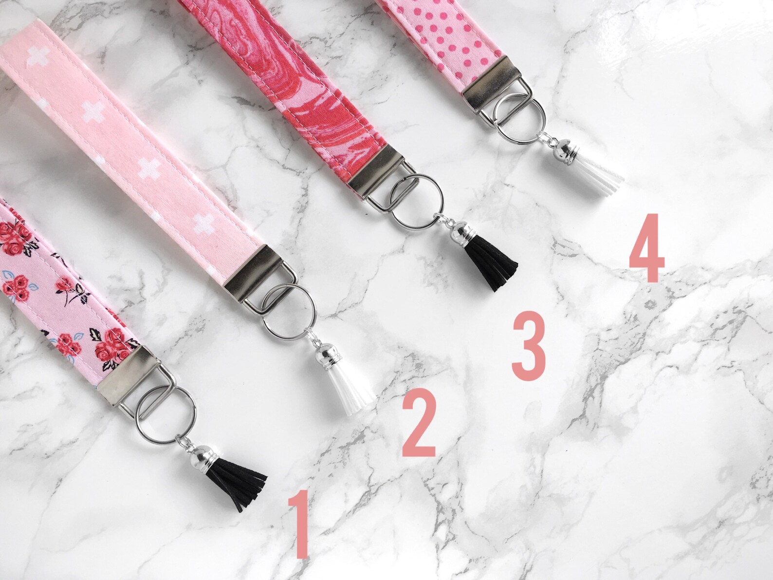 Custom Wristlet Keychain, Girly Keychain With Silver Accents, Key Fob ...