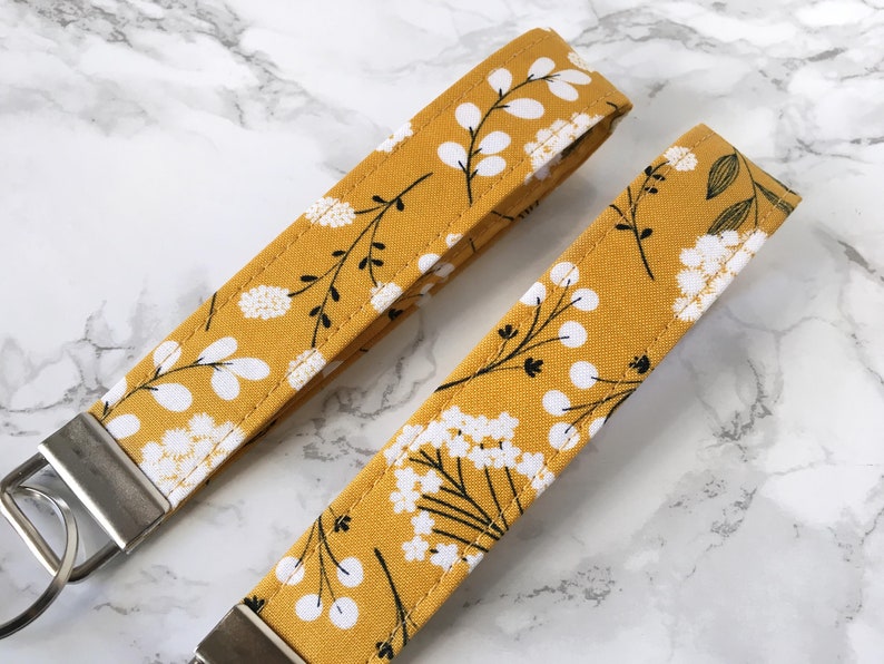 Gold Floral Key Chain for Woman Yellow Key Fob Wristlet - Etsy