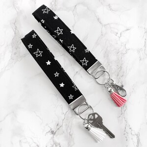Wristlet Keychain, Black Star Key Fob Wristlet, Boho Star Keychain ...