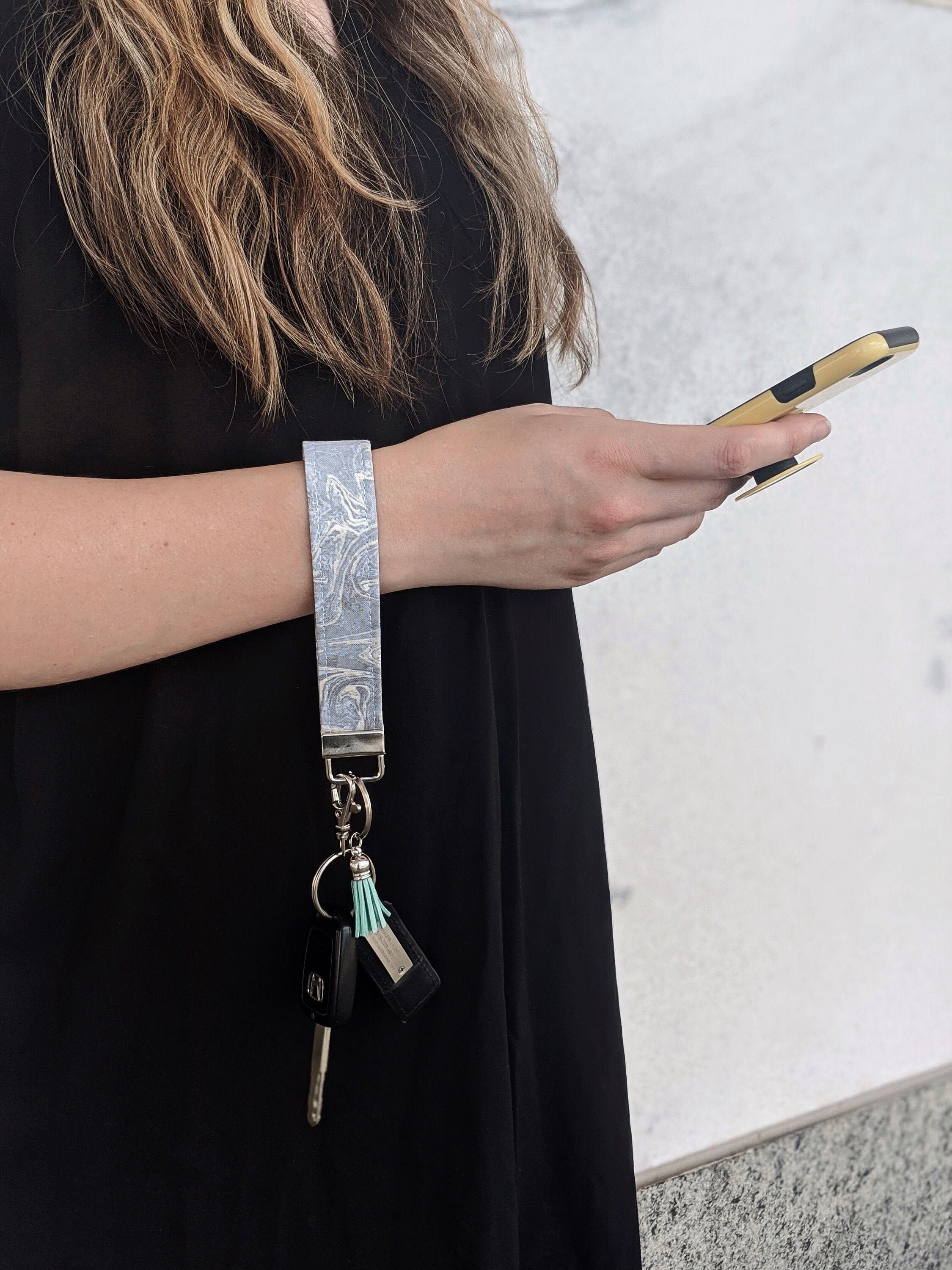 Marble Wristlet Keychain Girly Keychain Marble Key Fob | Etsy