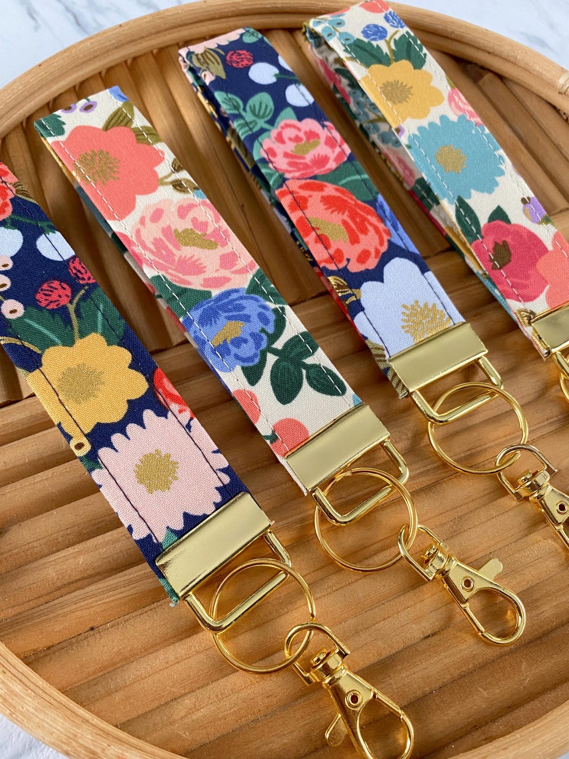Rifle Paper Co Wristlet Keychain, Gold Key Fob Wristlet for Her ...