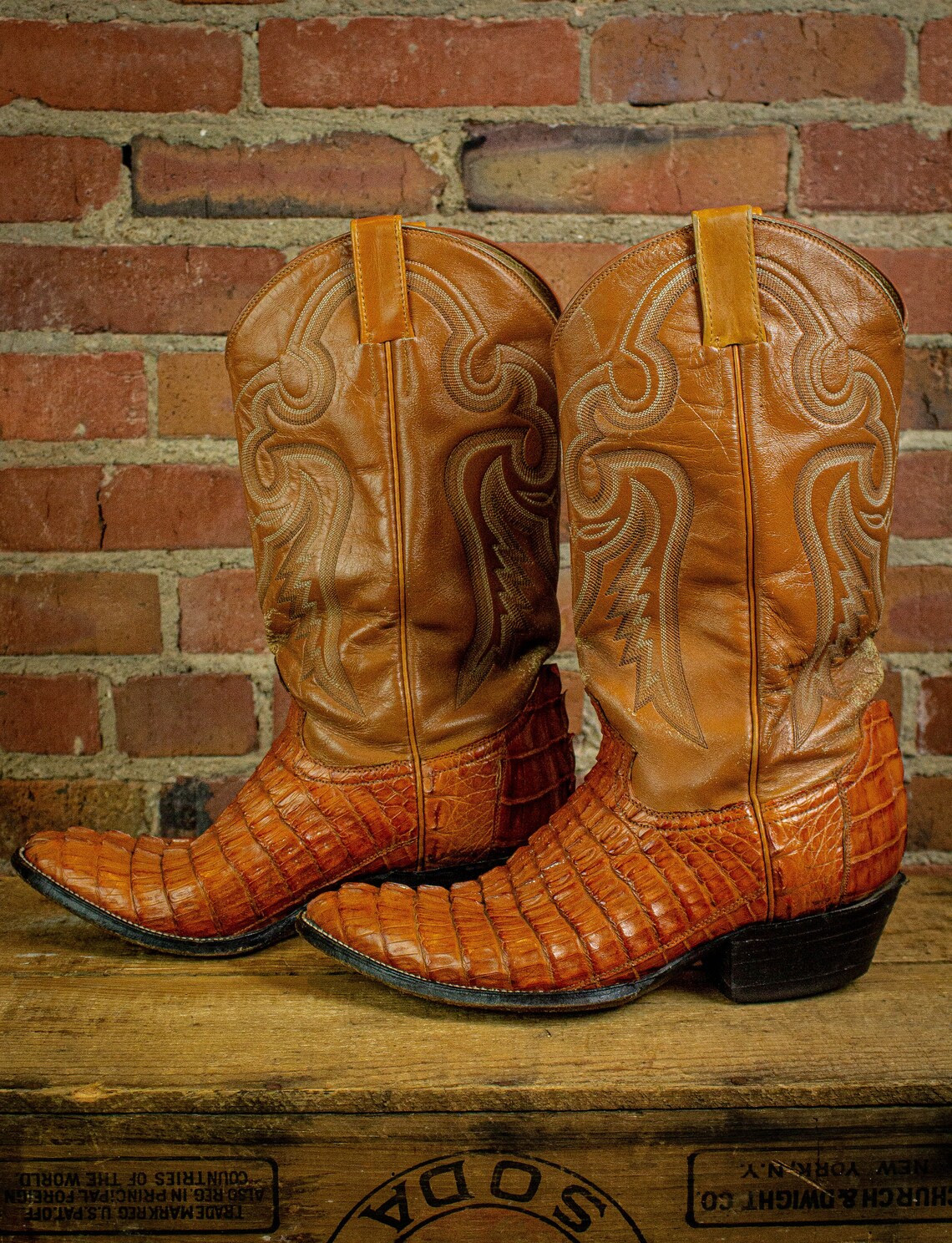 Vintage Cowtown Brown Cayman Cowboy Boots Size 9.5 D | Etsy
