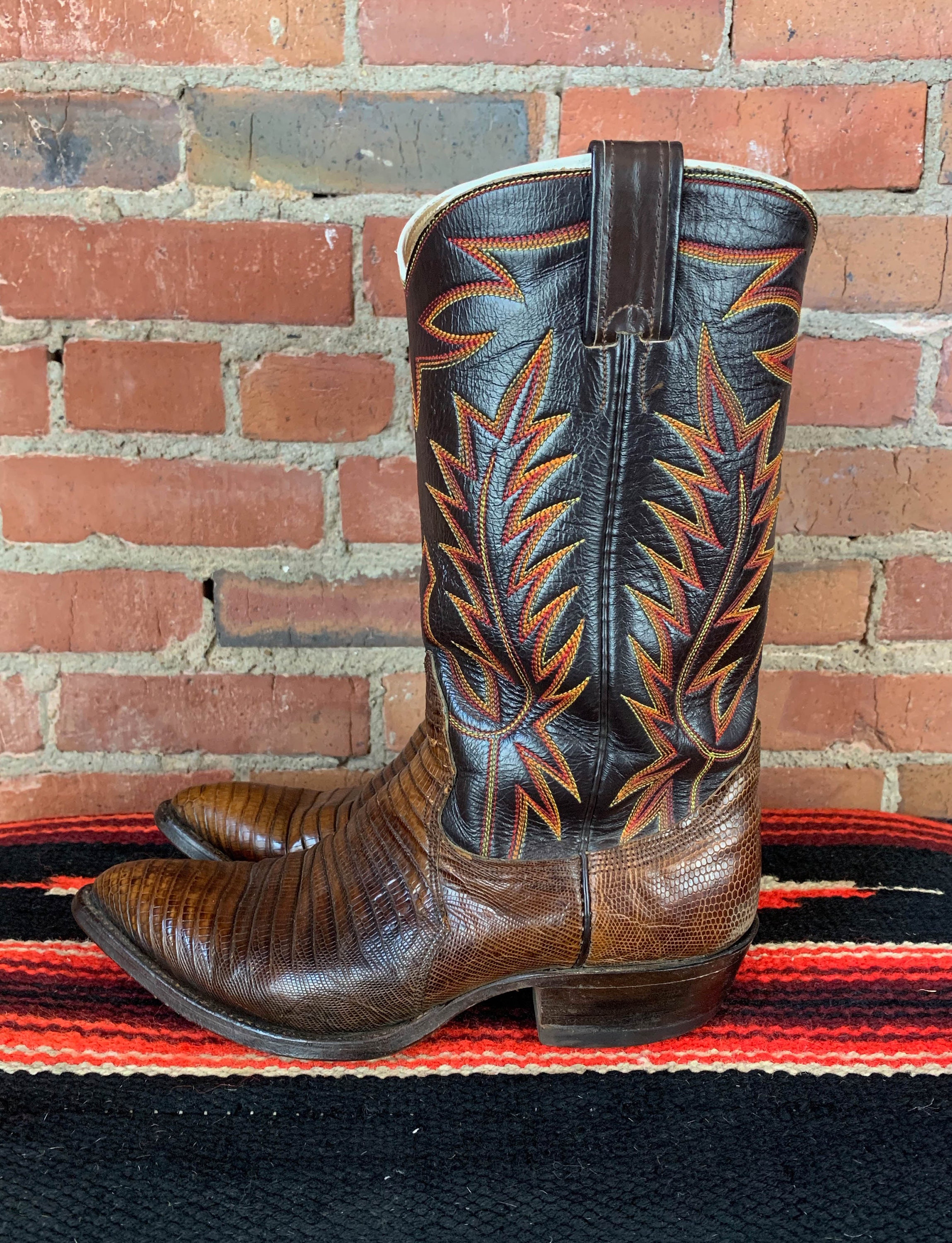 Vintage Nocona Brown Leather Lizard Cowboy Boots Men's | Etsy