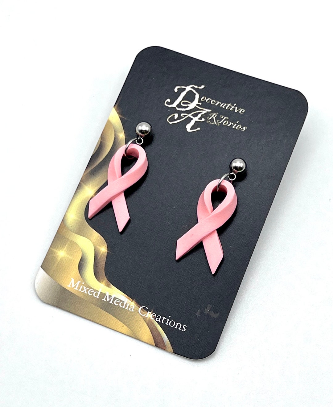 Breast Cancer Ribbon Drops - Etsy