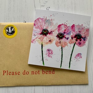 Pink Poppies Greetings Card 080 Floral Card Watercolour Card Poppies ...