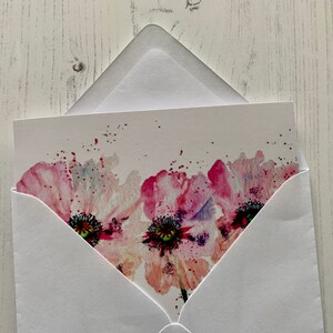 Pink Poppies Greetings Card 080 Floral Card Watercolour Card Poppies ...