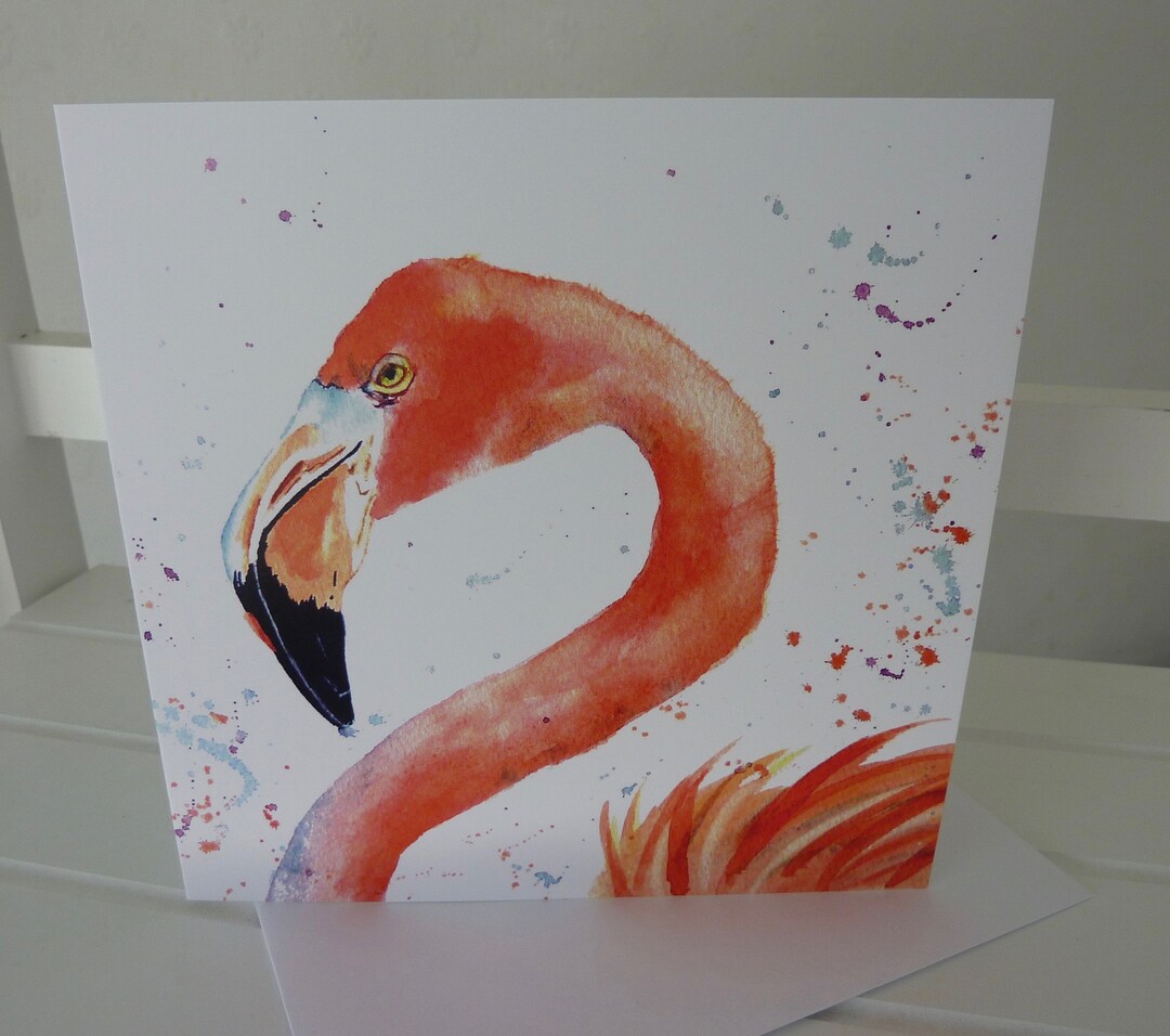 Flamingo Greetings Card 017 Watercolour Card Blank Inside - Etsy