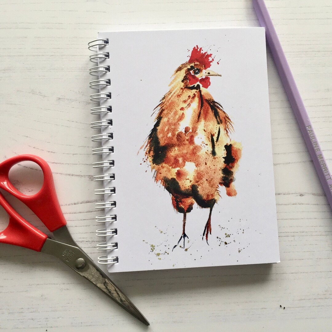 Chicken Notebook A6 Spiral Bound Notepad Art Notebook Chicken Design ...