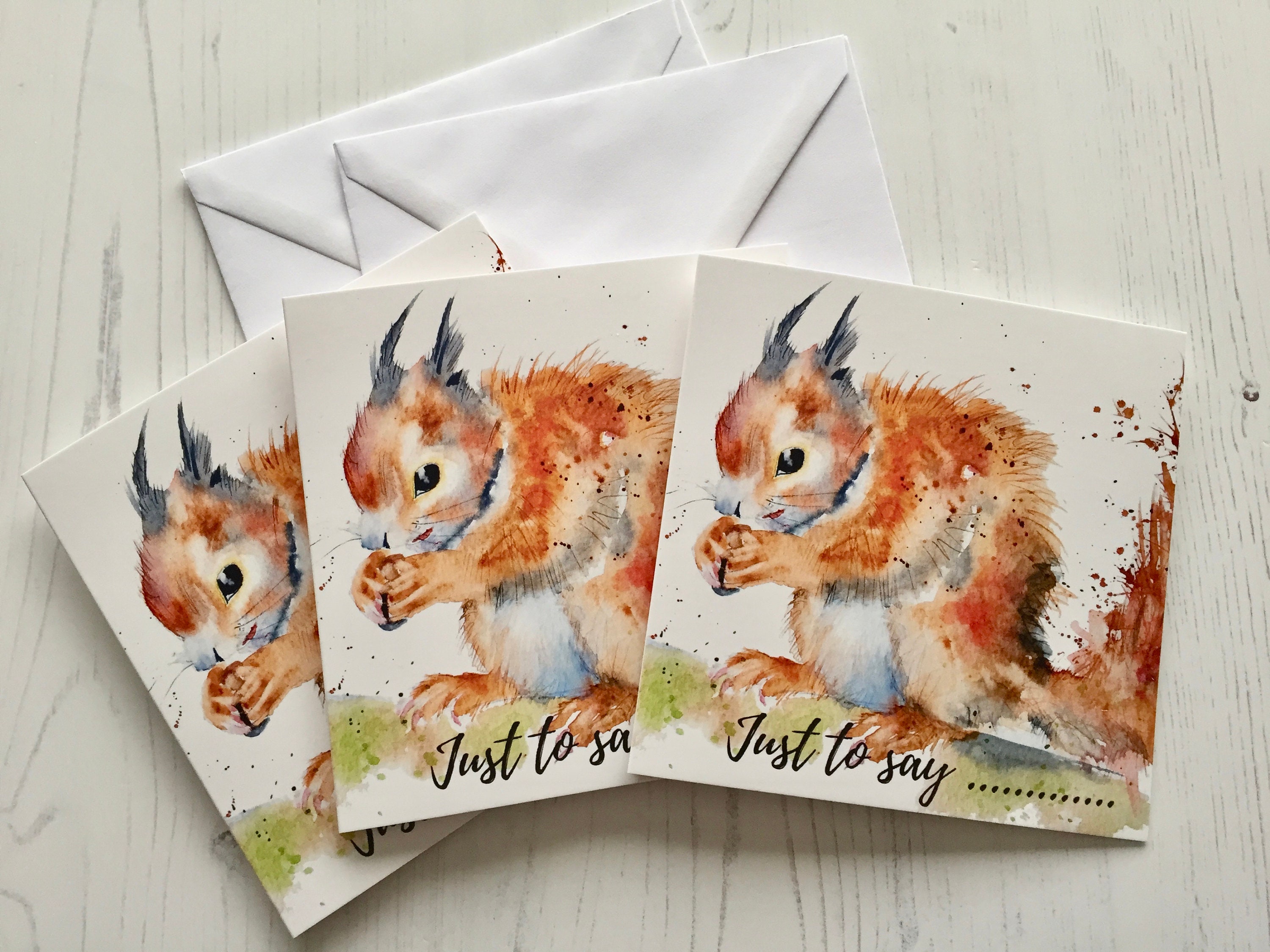 Red Squirrel Note Cards 3 Cards With White Envelopes - Etsy Denmark