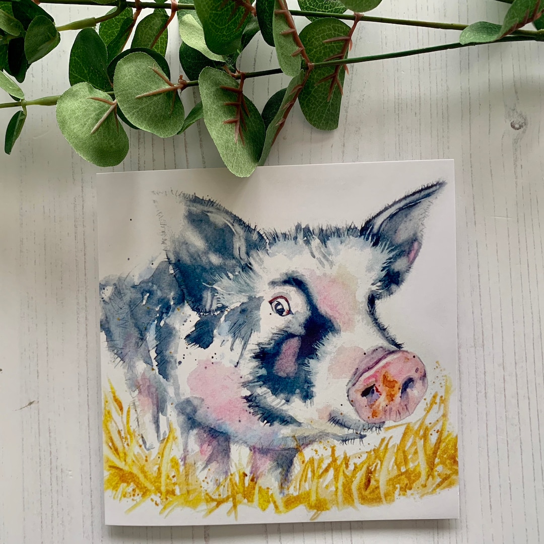 Pig Greetings Card 265 Animal Card Watercolour Card Blank Inside ...