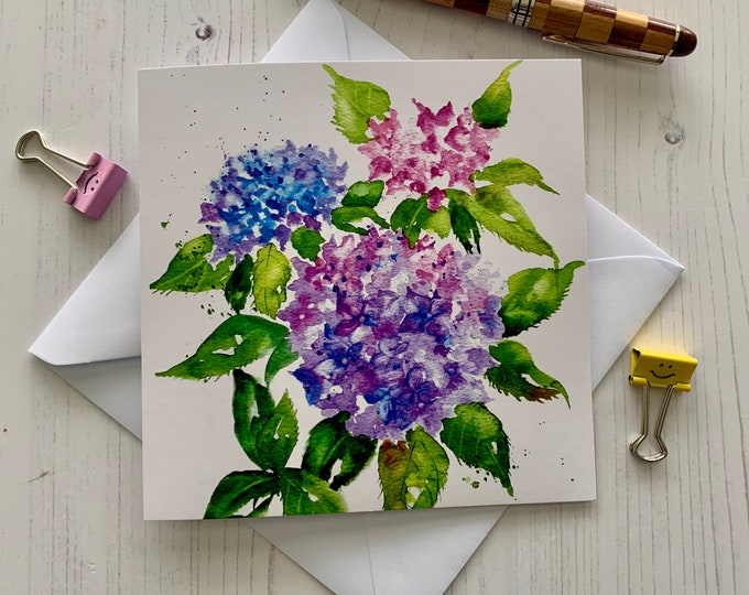 Hydrangea Letterpress Card Set - Etsy