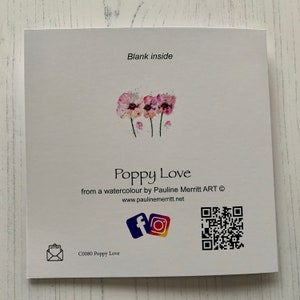 Pink Poppies Greetings Card 080 Floral Card Watercolour Card Poppies ...