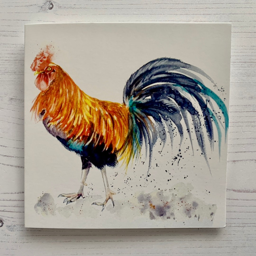 Red Rooster Greetings Card 188 Watercolour Card Blank Inside Poultry ...