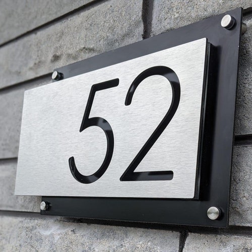 Custom House Number Civic Address Sign Modern / Contemporary | Etsy