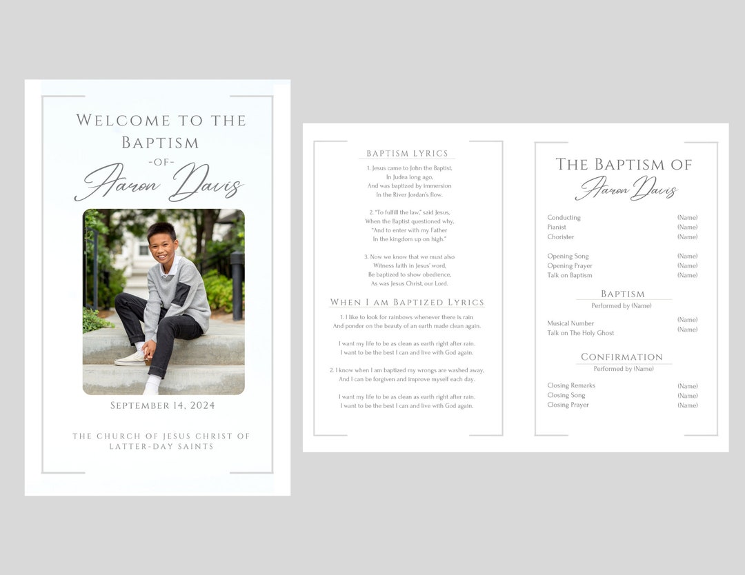 LDS Baptism Program for Boy or Girl Personalized for You - Etsy