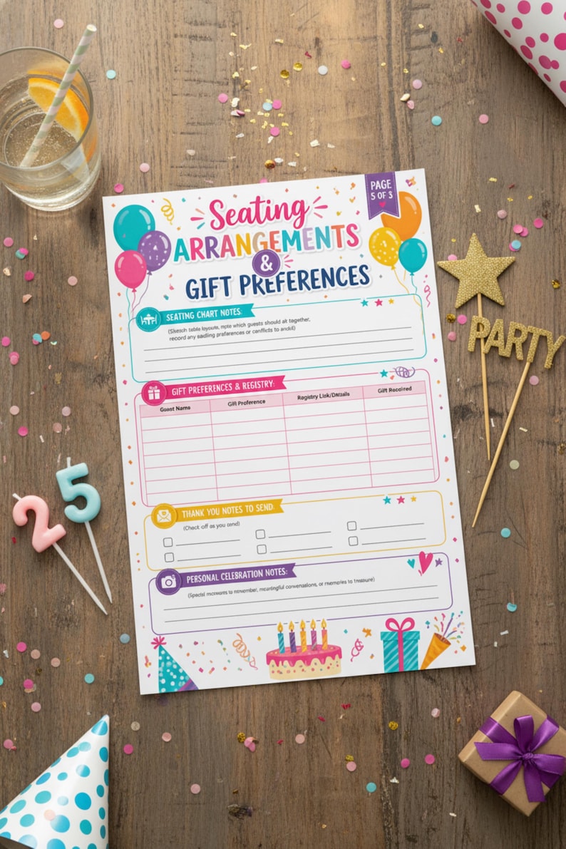 Birthday Guest List Printable, Event Planning Checklist, Party ...