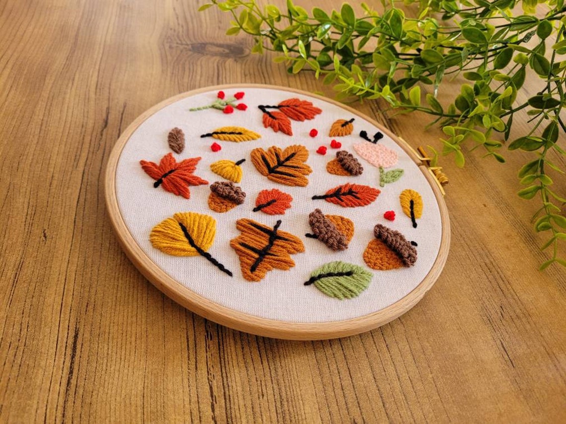Autumn Leaves Punch Needle Embroidery Kit Starter Kit Punch - Etsy