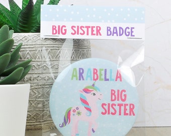 Personalised New Big Sister Badge | Etsy UK