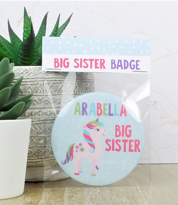 Personalised Unicorn New Big Sister Badge | Etsy