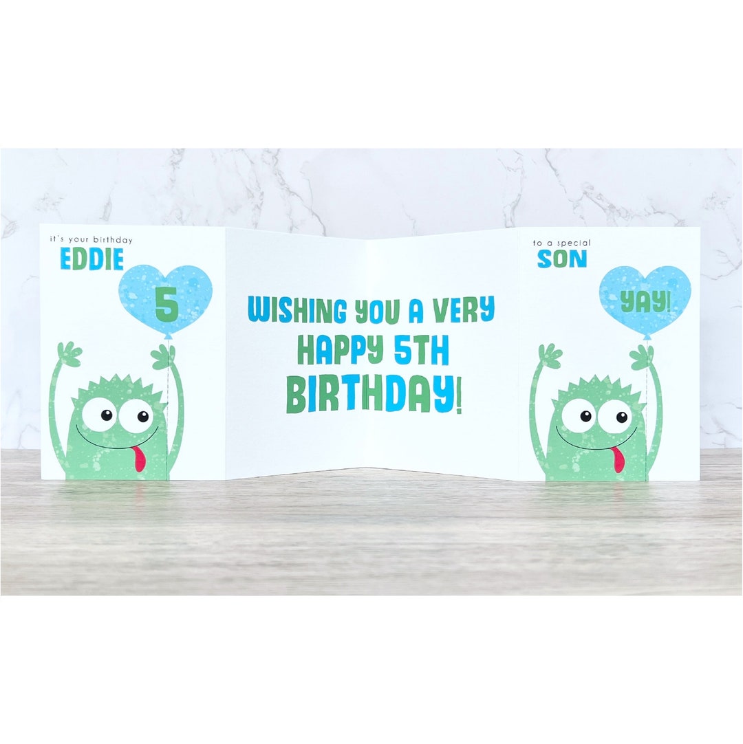 Personalised Handmade Concertina Monster Birthday Card 1st 2nd 3rd 4th ...