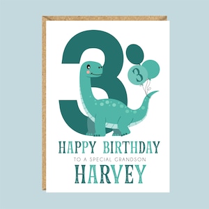 Large A5 Personalised Dinosaur Birthday Card, 1st, 2nd, 3rd, 4th, 5th ...