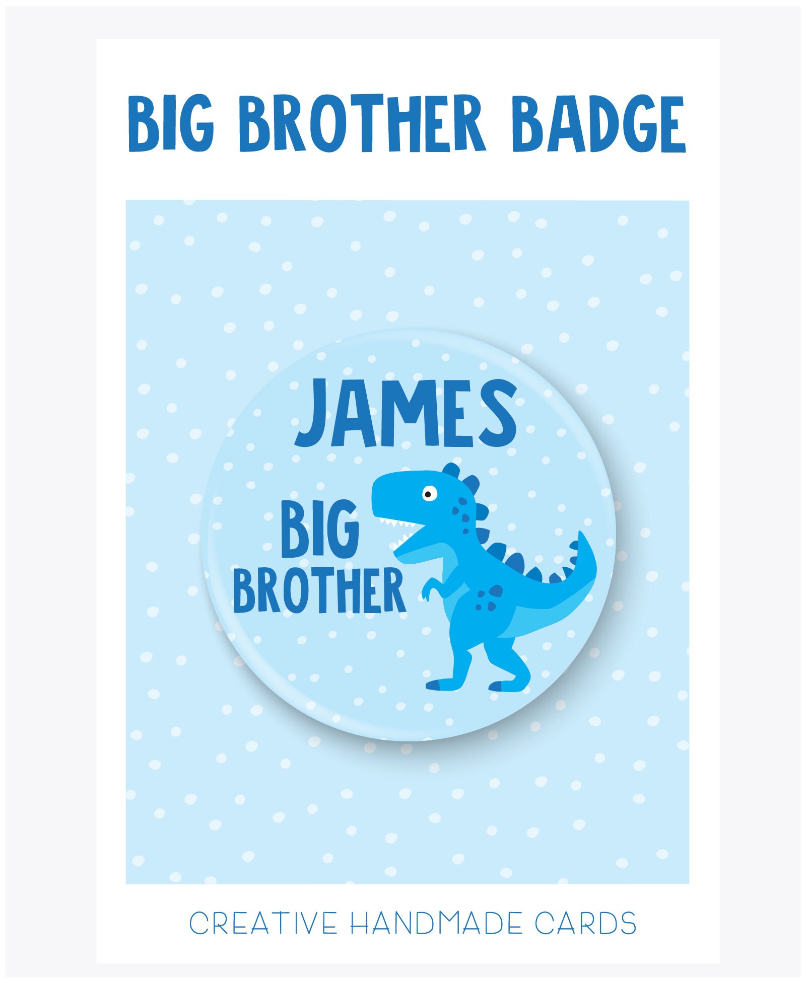 Personalised Dinosaur New Big Brother Badge - Etsy