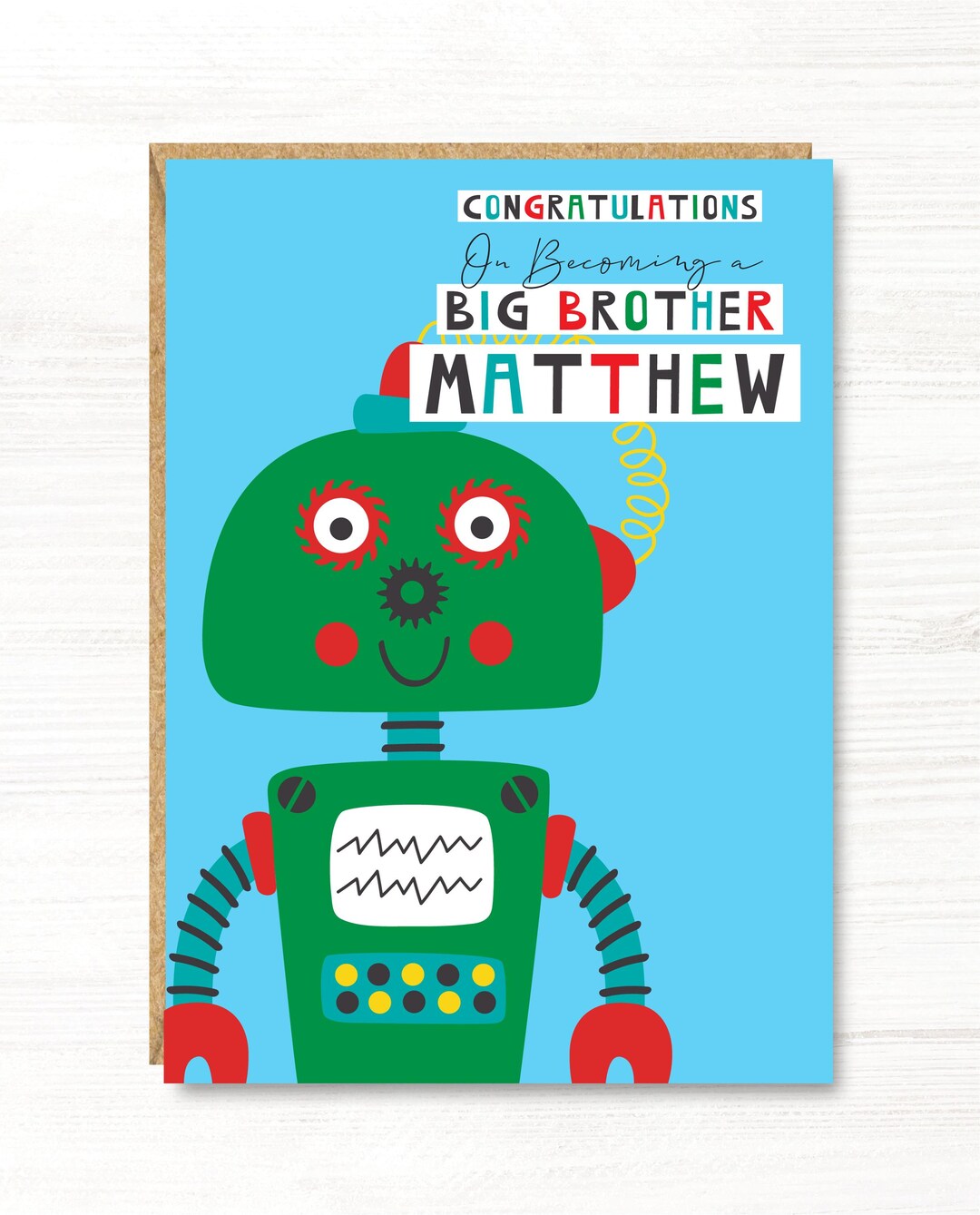 Personalised Robot Big Brother Card, A5 Size - Etsy