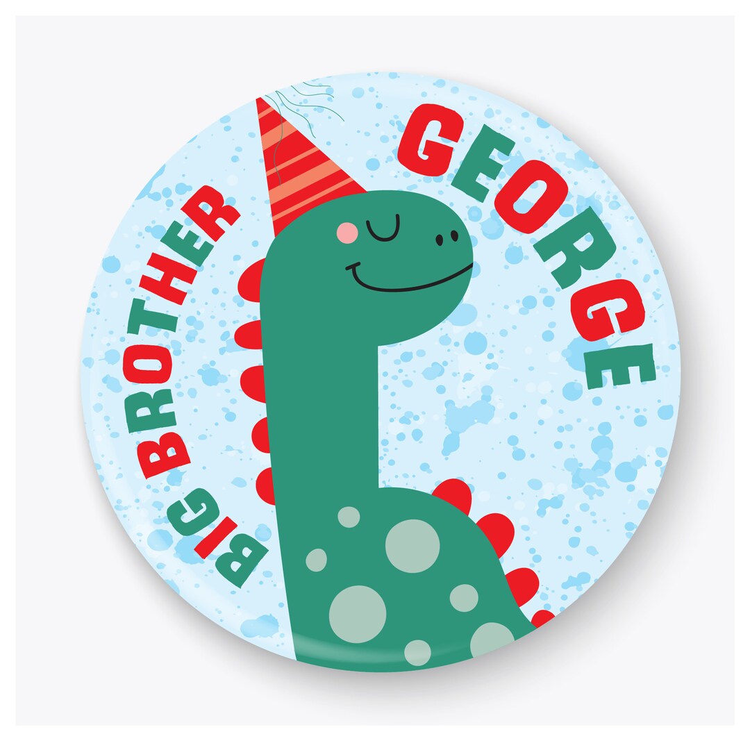Personalised Dinosaur New Big Brother Badge - Etsy