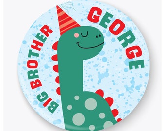 Personalised Dinosaur New Big Brother Badge - Etsy