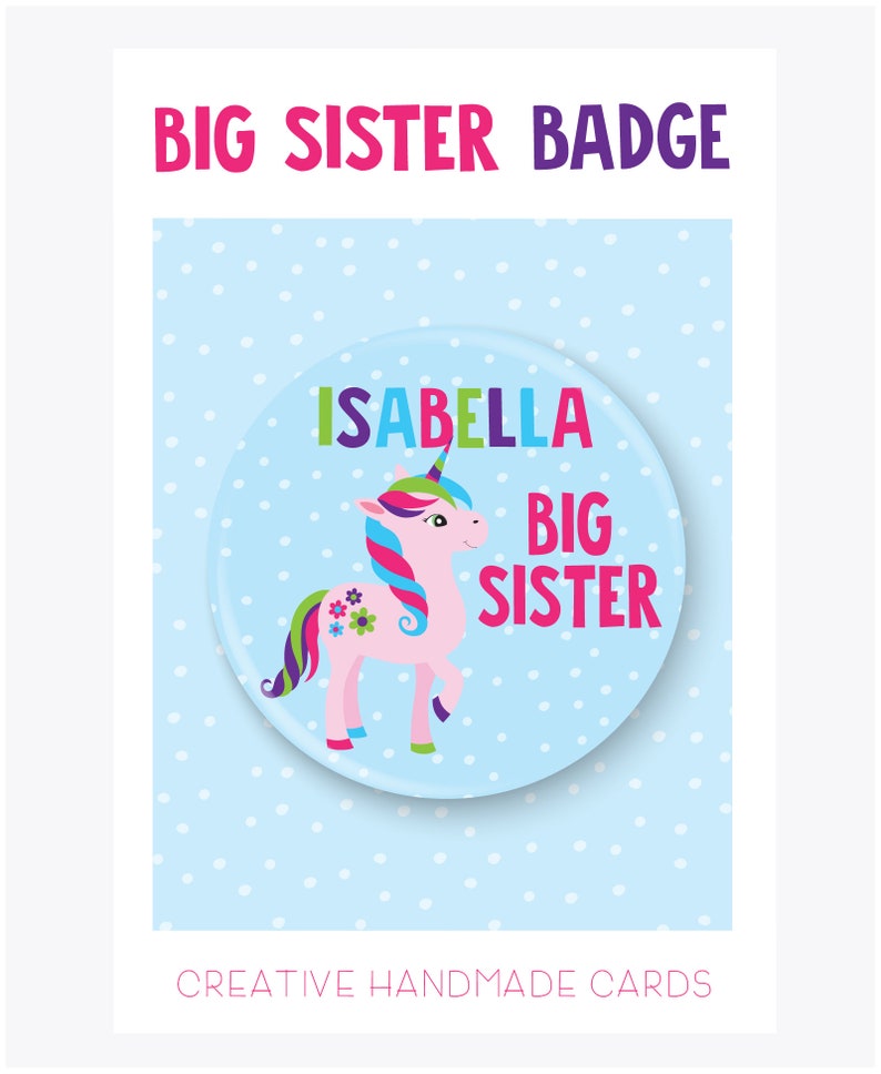 Personalised Unicorn New Big Sister Badge - Etsy