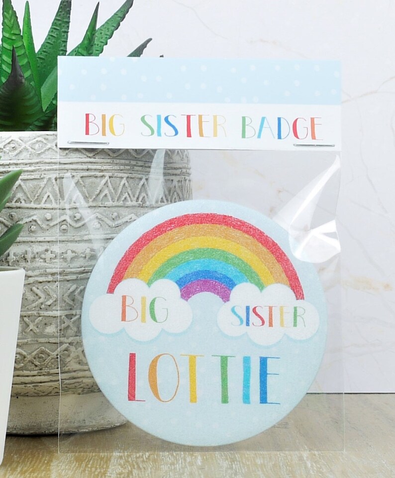 Personalised New Big Sister Badge | Etsy UK