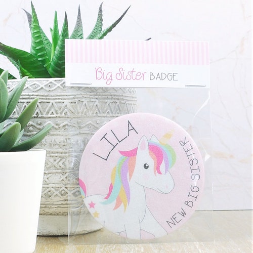 Personalised New Big Sister Badge - Etsy UK