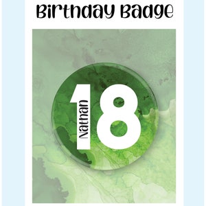 Personalised Age Badge,13th,14th,15th,16th,17th,18th,21st,30th,40th ...