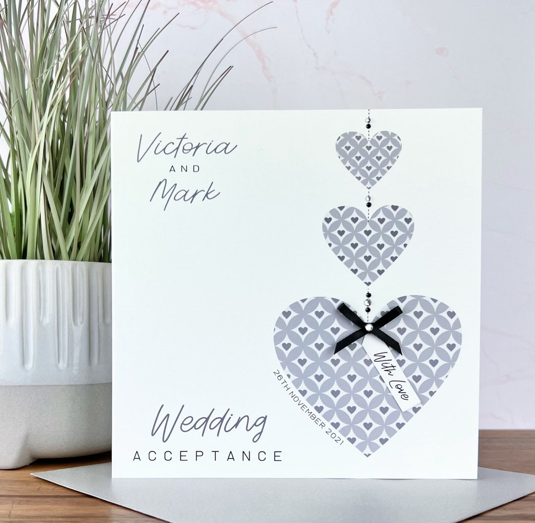 Beautiful Personalised Handmade Wedding Acceptance Card - Etsy