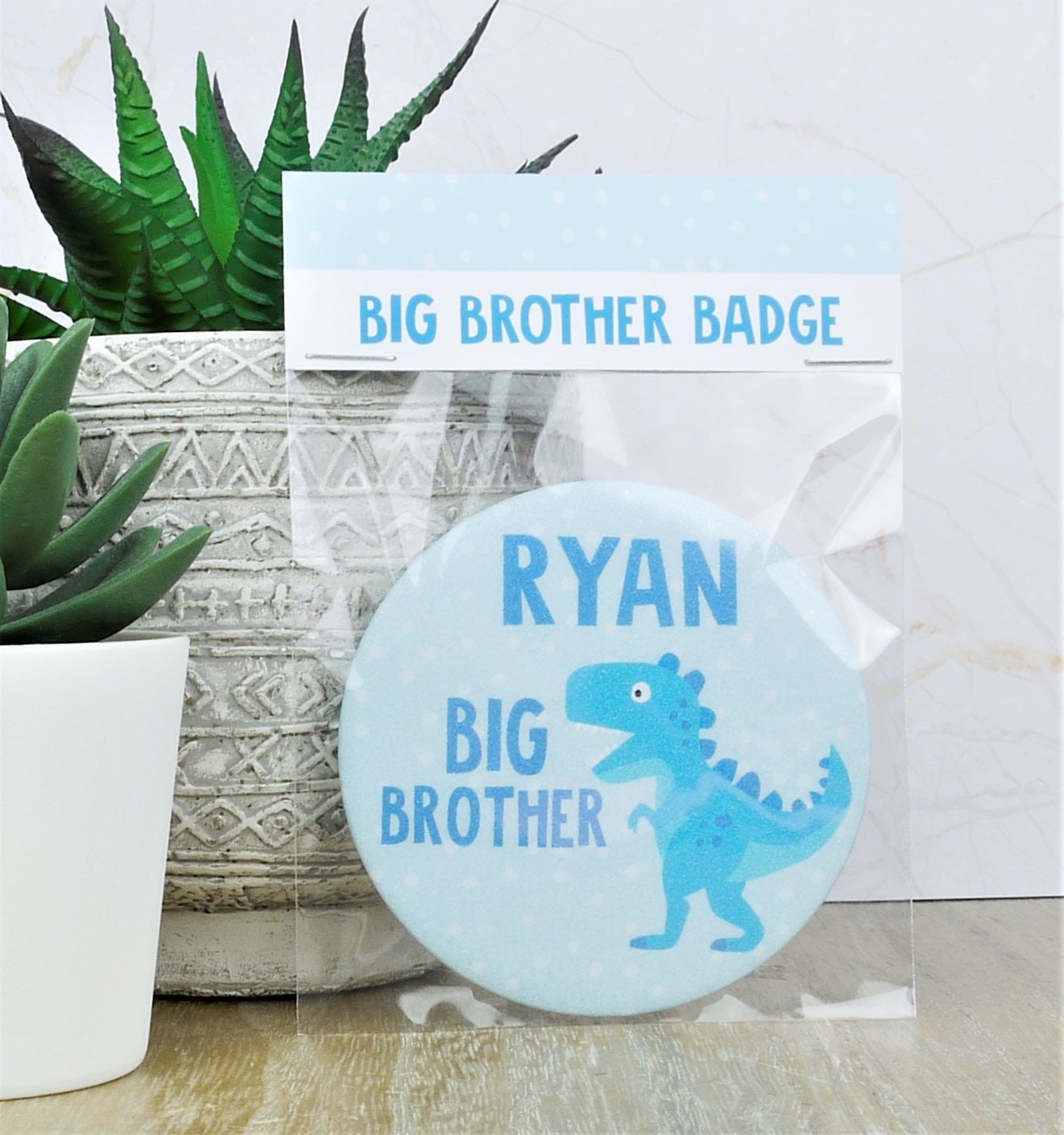 Personalised Dinosaur New Big Brother Badge | Etsy UK