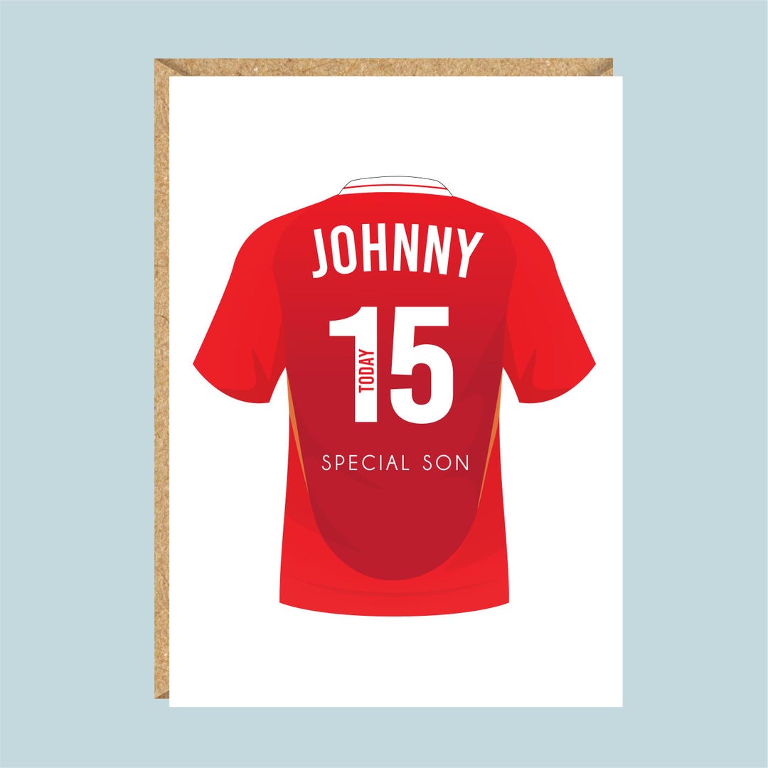 Large A5 Personalised Football Birthday Card, Manchester United Colours ...