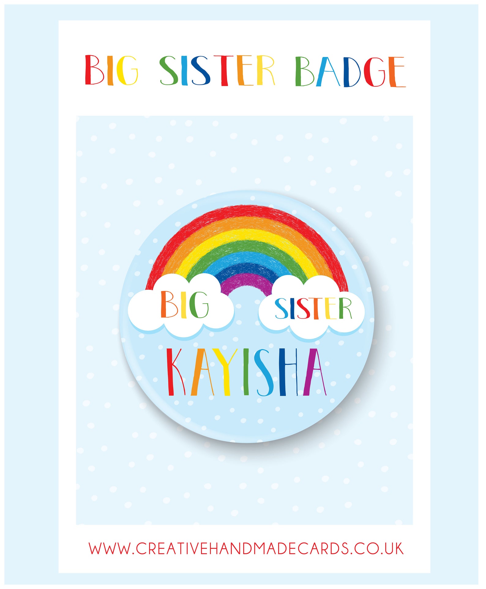 Personalised New Big Sister Badge - Etsy UK