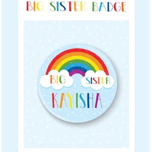 Personalised New Big Sister Badge - Etsy UK