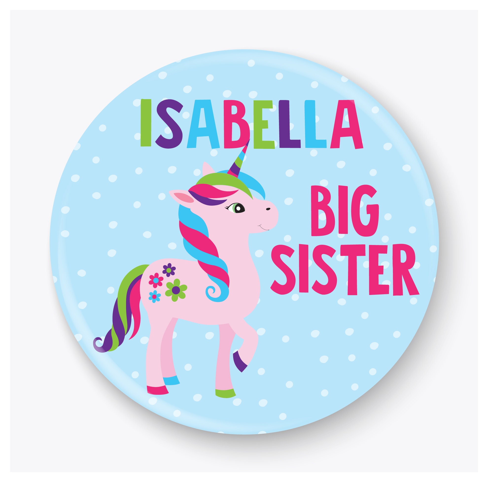 Personalised Unicorn New Big Sister Badge - Etsy