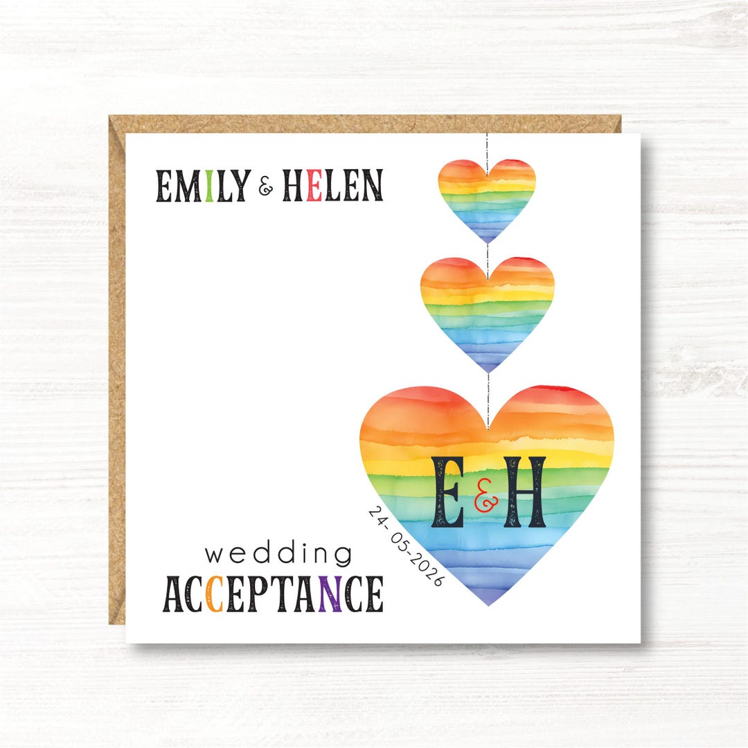Personalised LGBT Wedding Acceptance Card, Gay Couple, Lesbian, Gay - Etsy