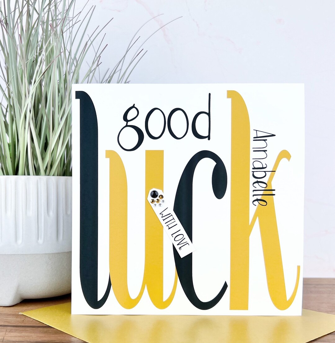 Personalised Handmade Good Luck Card - Etsy