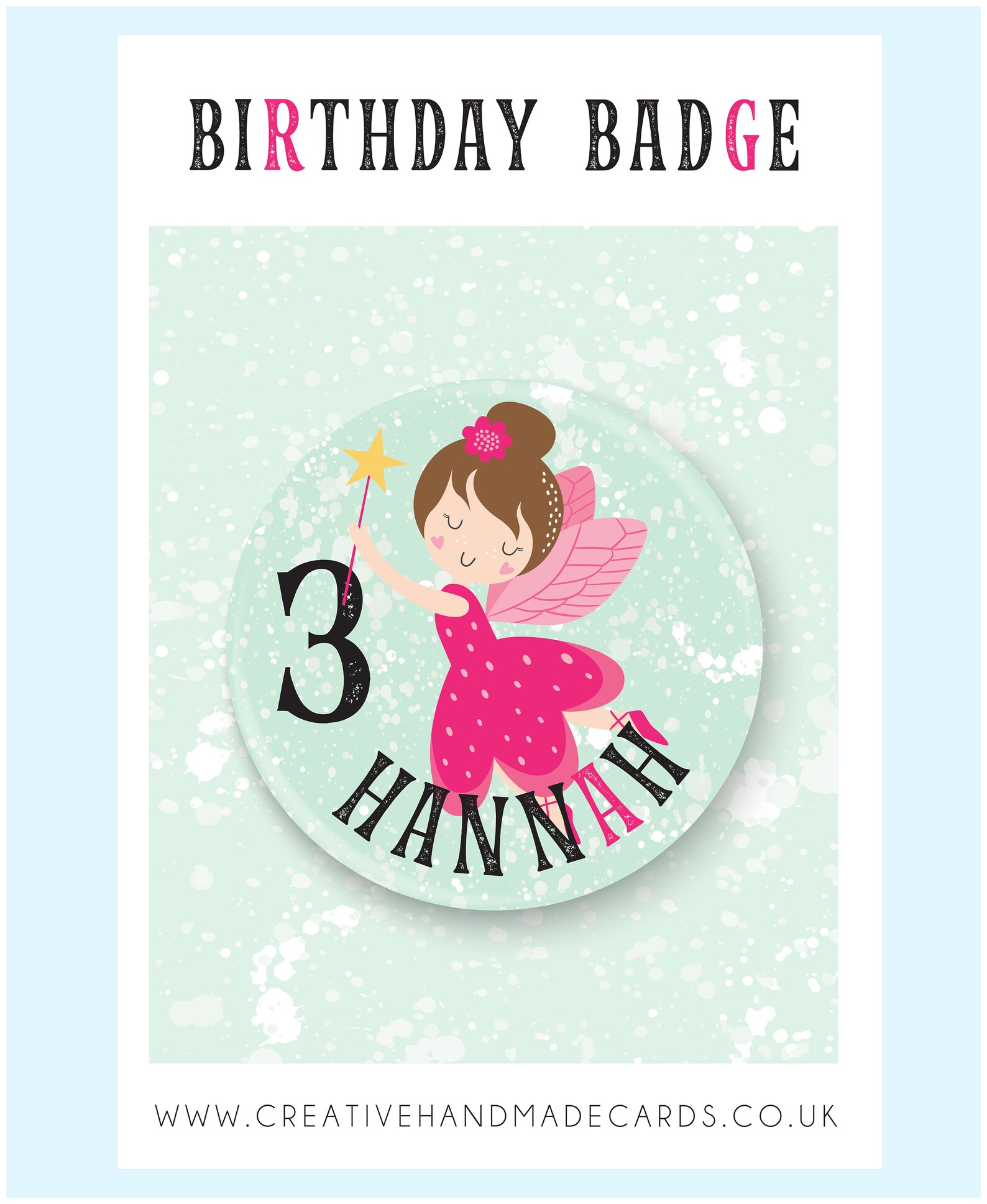 Personalised Fairy Age Badge, 1st, 2nd, 3rd, 4th, 5th, 6th, 7th, 8th ...